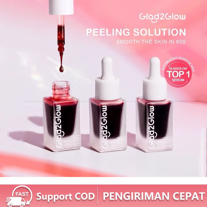 Jual 【3PCS】Glad2Glow Peeling Solution Wajah Mencerahkan serum membantu ...
