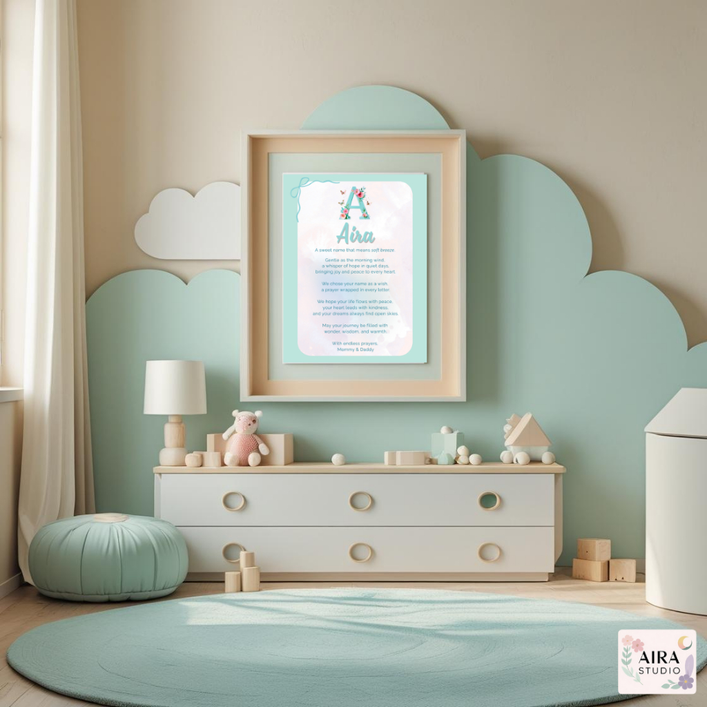 Jual Custom Printable Name Art | Poster Nama & Arti | Wall Art Kamar ...
