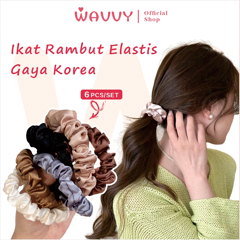 Jual Wavvy Ikat Rambut Berwarna-warni Satin Mode Korea 6 Pcs Set / Ikat ...