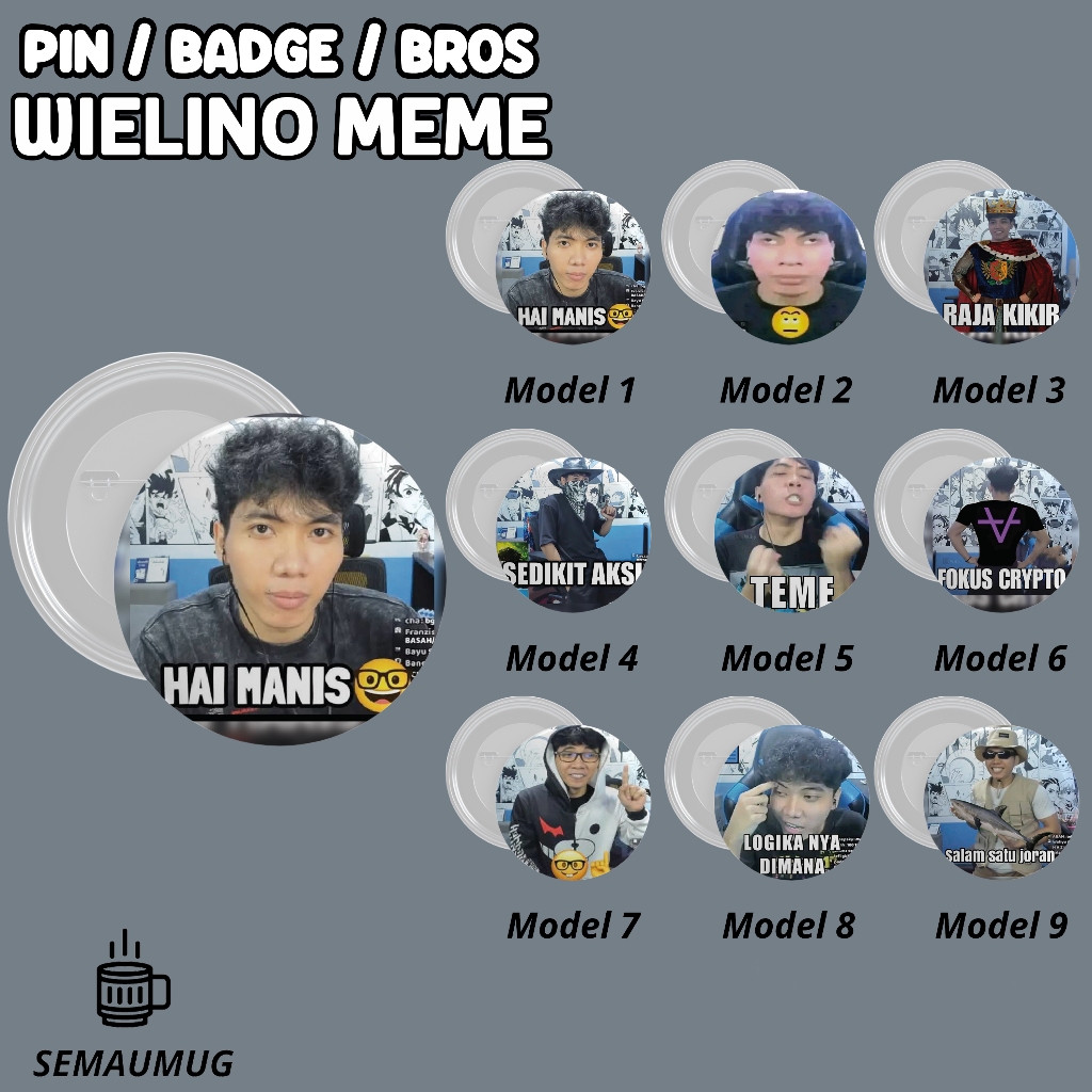 Jual PIN WIELINO MEME STICKER KADO BROS BADGE BULAT MEME LUCU PRINT ...