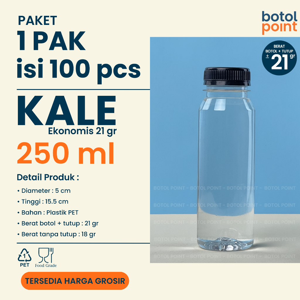 Jual Botol Kale 250 ml 1 pack 100 pcs - SUPER TEBAL - TEBAL - REGULER ...