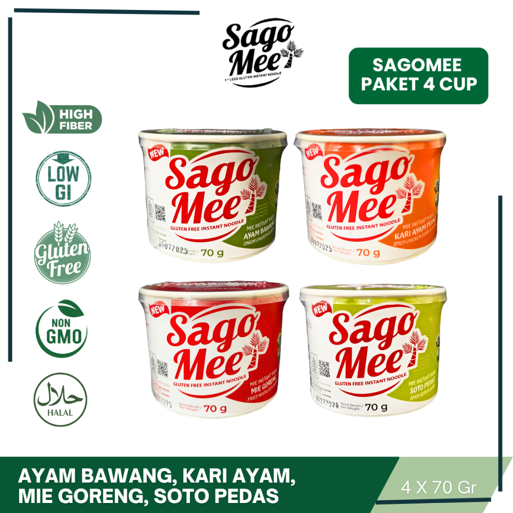 Jual SAGO MEE PAKET 4 CUP A SAGOMEE MIE INSTAN ENAK SEHAT GLUTEN FREE ...