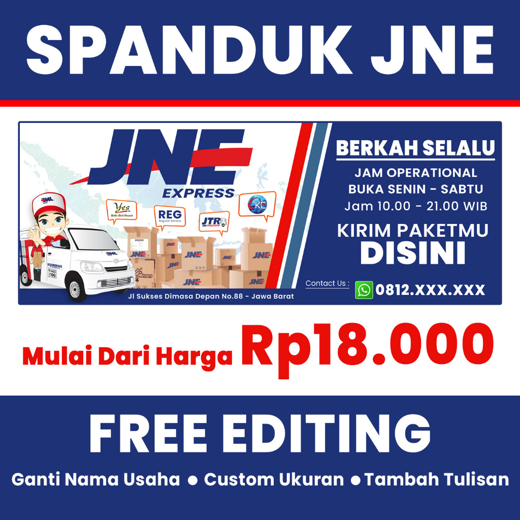 Jual Spanduk dan Banner Usaha Expedisi Paket JNE, JNT, WAHANA, SPX EXPRESS, Dan Kargo Logistic ...