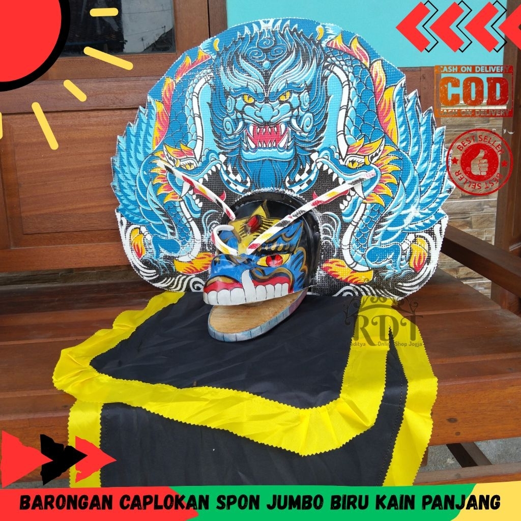 Jual Mainan tradisional caplokan devil barongan jumbo biru kain panjang ...