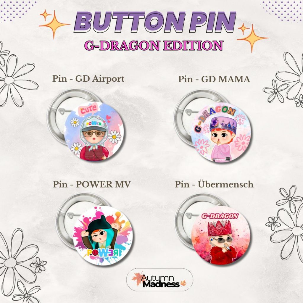 Jual [READY STOCK] Button Pin G-Dragon Pin Bross GD Ubermensch GDragon ...