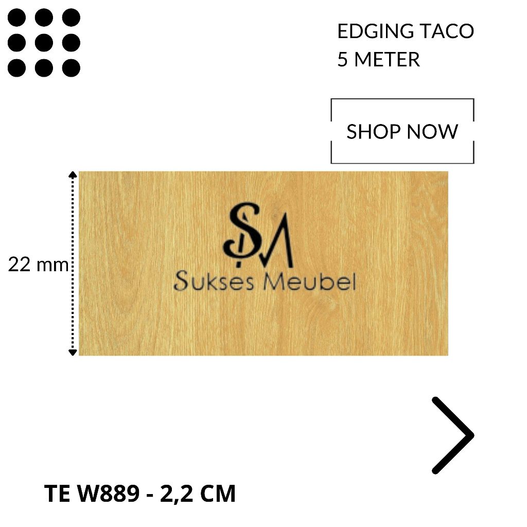 Jual TACO PVC Edging Woodgrain - TE W889 1x22mm | Per 5 Meter | Shopee Indonesia