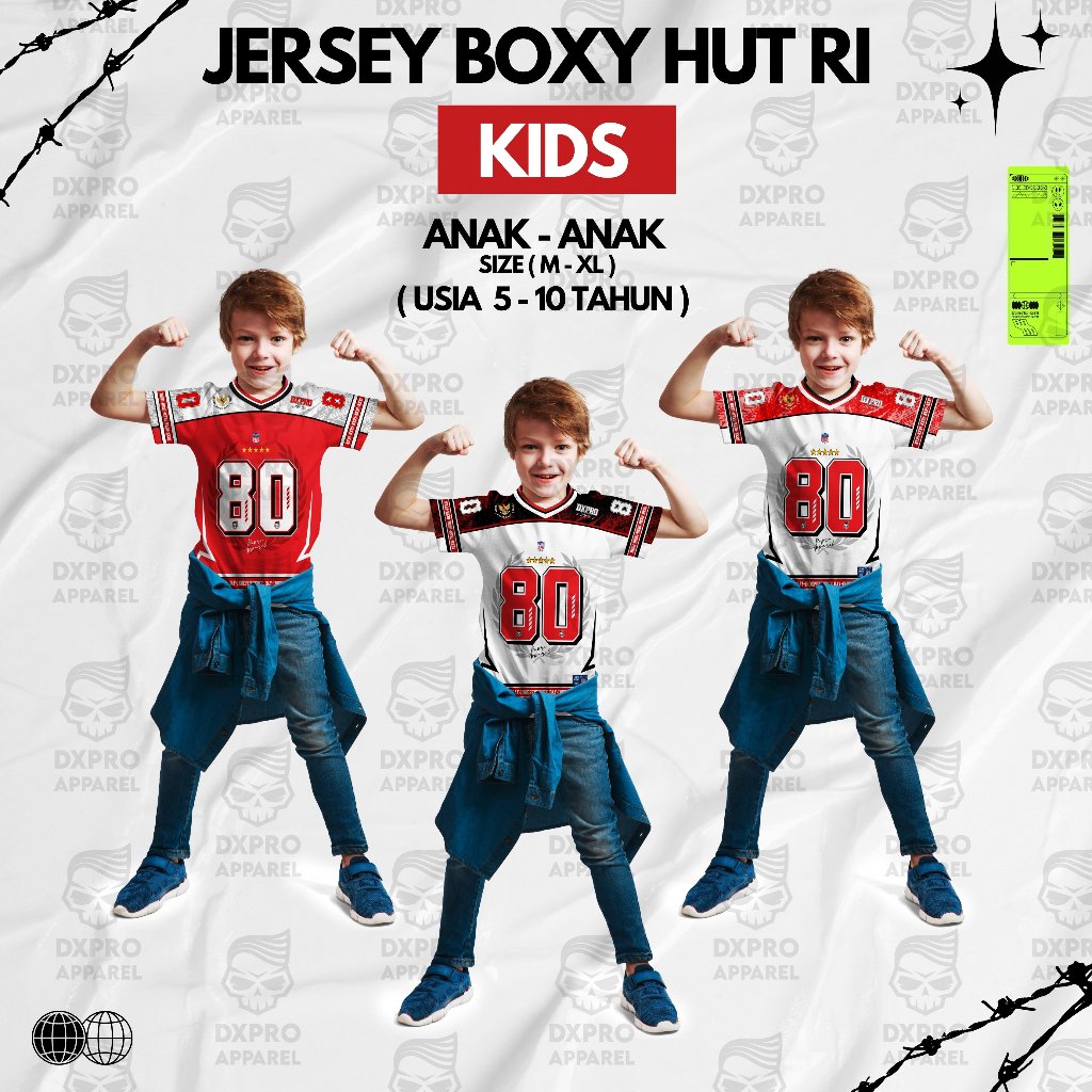 Jual JERSEY BOXY KIDS ( 5-10 TAHUN ) DXPRO SPESIAL HUT RI INDONESIA ...