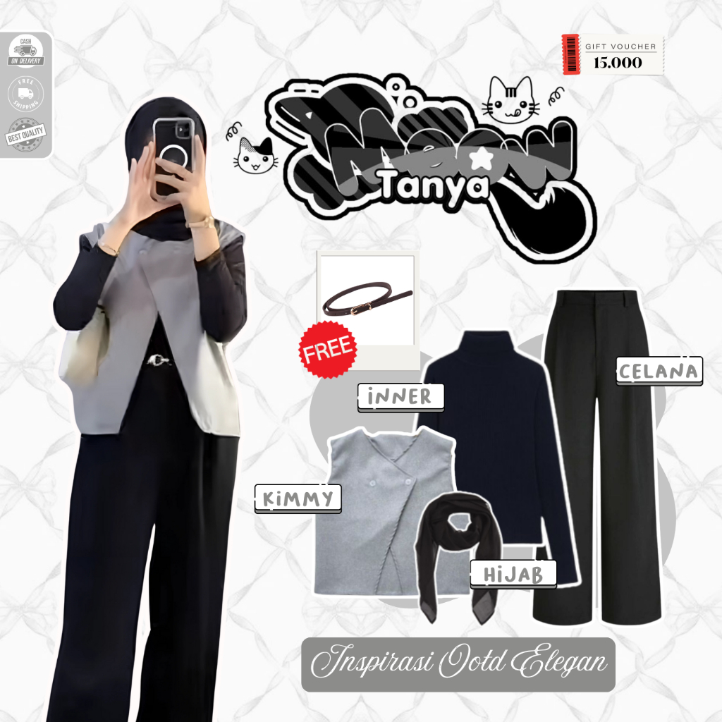 Jual FREE BELT - One Set Wanita Korean Style | Bella Square Hitam ...