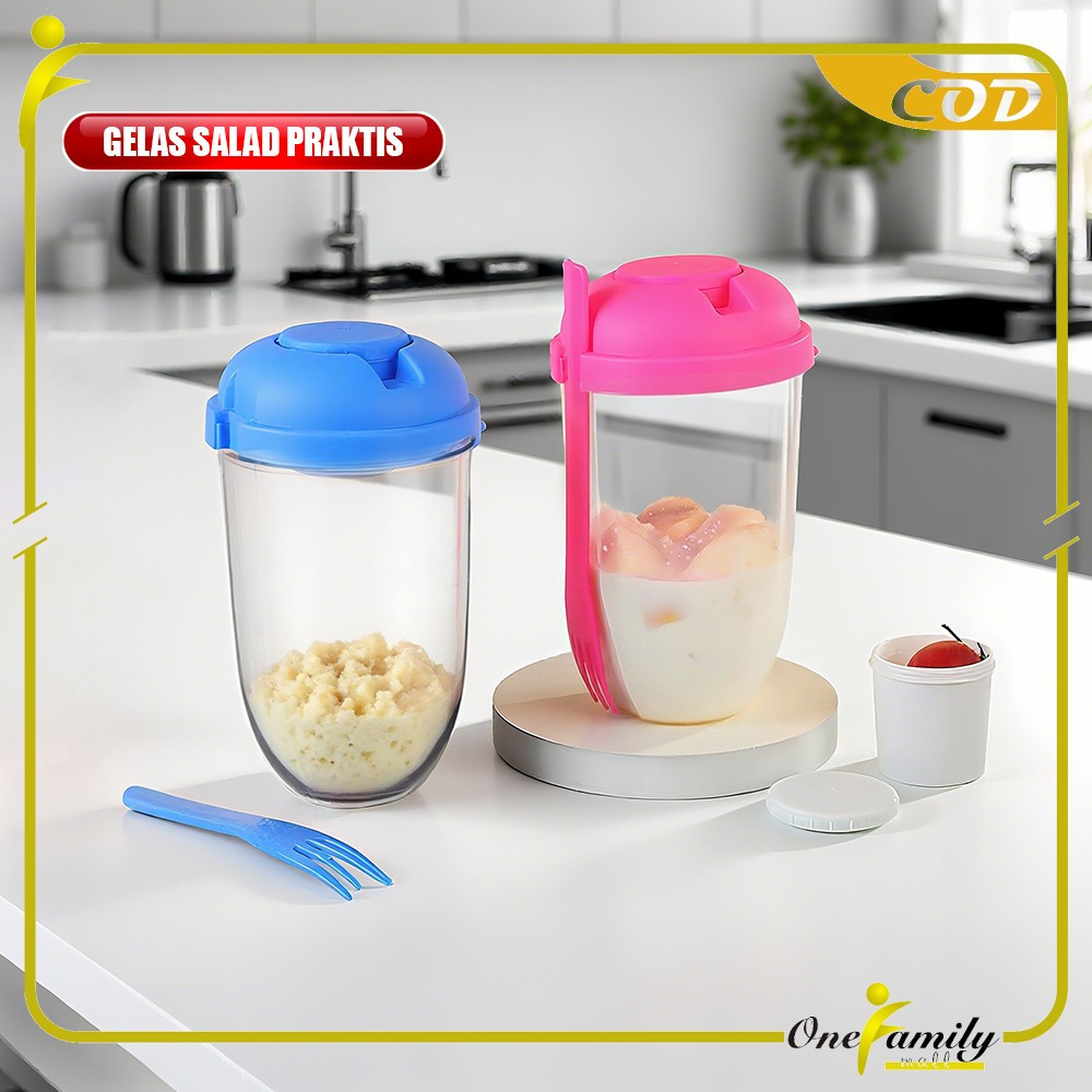 Jual ONE-C863 Botol Salad 1000ML dengan Sendok Garpu + Botol Saus Kecil ...