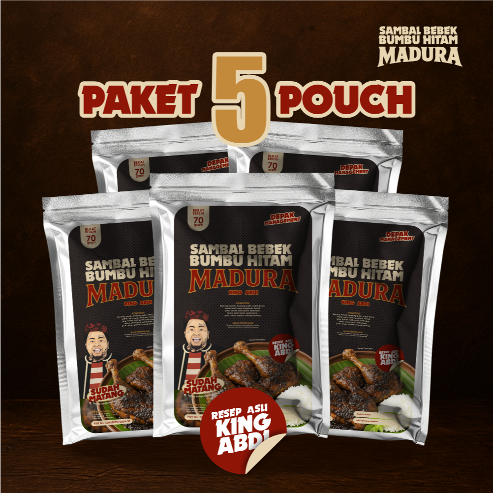 Jual PAKET 5 POUCH Sambal Bebek Bumbu Hitam Madura King Abdi | Shopee ...