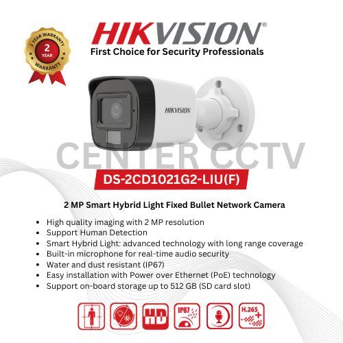 Jual DS-2CD1021G2-LIU(F) Hikvision 2MP Smart Hybrid Audio IP Camera POE CCTV Outdoor kamera ...