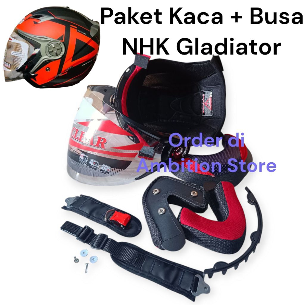 Jual Paket Kaca Visor Helm NHK Gladiator Busa Spon Fullset NHK ...