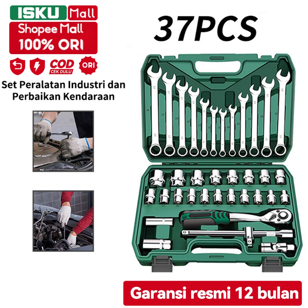 Jual ISKU Tool Kit Set Kunci Sok set 37pcs 24gigi Kunci Pas Set Kunci ...