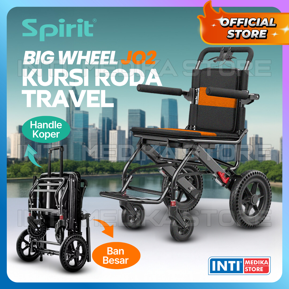 Jual SPIRIT - Kursi Roda TRAVEL PORTABLE J02 BIG WHEEL + Handle Koper ...