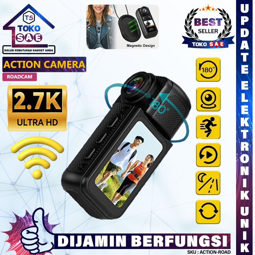 Jual Tokosae Mini Action Camera 2.7K 12MP Wifi Kamera Olahraga Magnetik ...