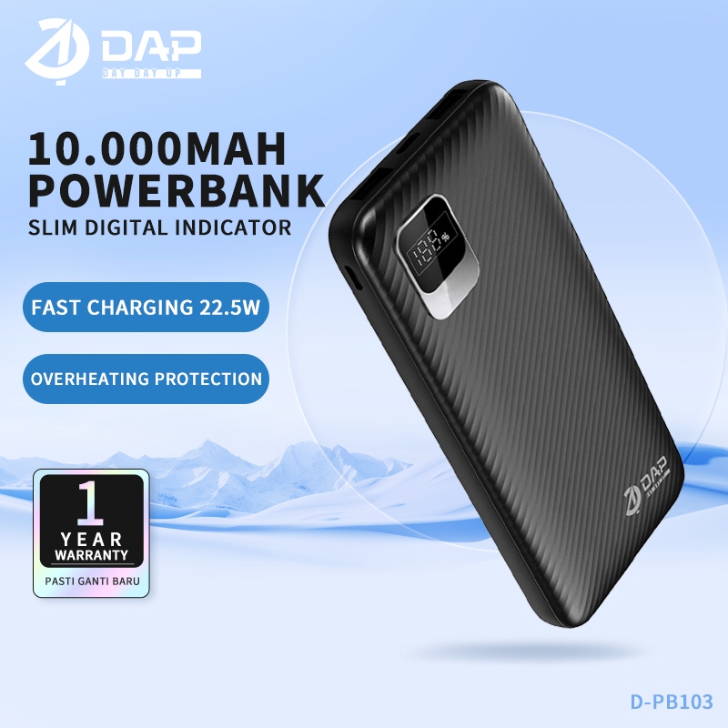 Jual Powerbank DAP D-PB103 10.000mAh 3.0A 2 Input & 3 Output - Type C Mutifungsi - Garansi 1 ...