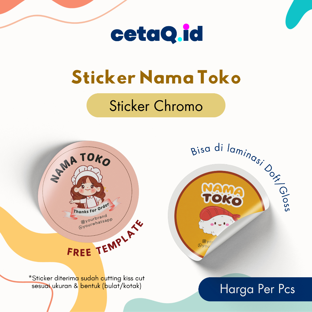 Jual Cetaq.id Sticker Toko Custom Chromo BULAT, Stiker Label Makanan ...