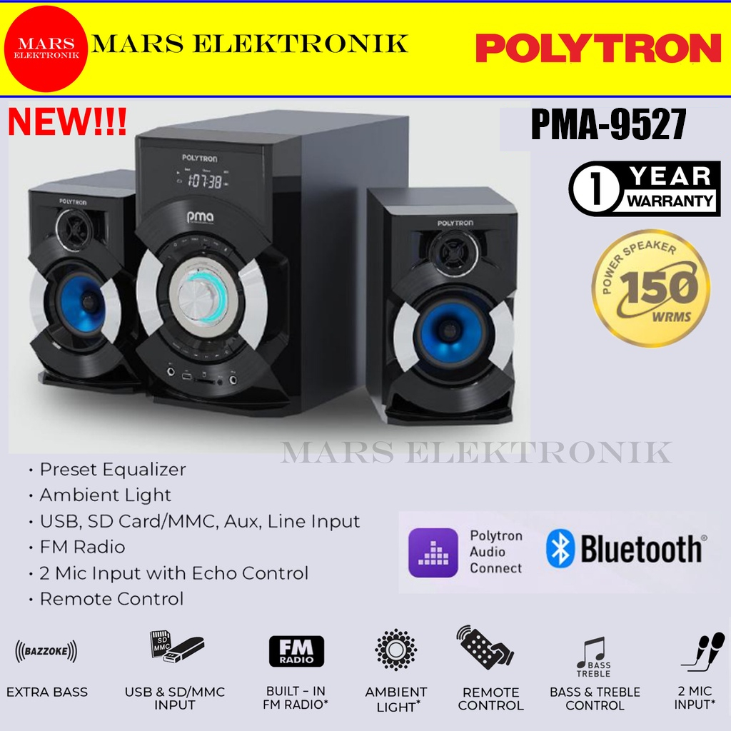 Jual SPEAKER POLYTRON PMA 9527- BLUETOOTH - NEW 2022 - AMBIENT LIGHT ...