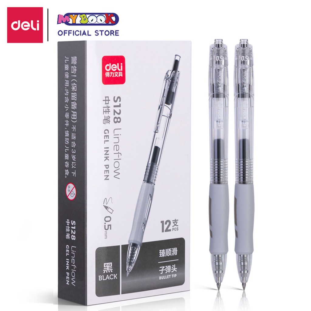 Jual Deli Gel Pen Pulpen Kantor S128 0.5 mm Warna Tinta Hitam - 1 Pcs ...