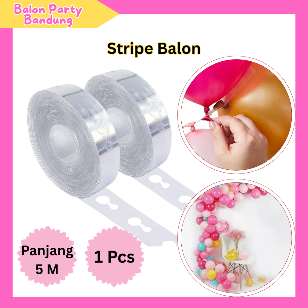 Jual [ SATUAN ] Strip Balon / PVC Transparan Stripe Garland Panjang 5 ...