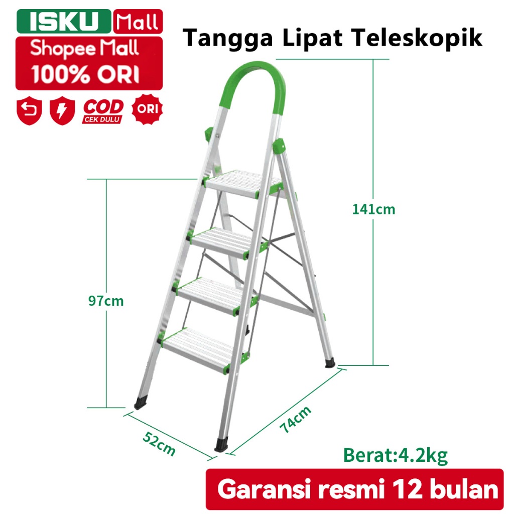 Jual ISKU Tangga Lipat Tangga 4 Step Rumah Lipat Tangga Lipat Household ...