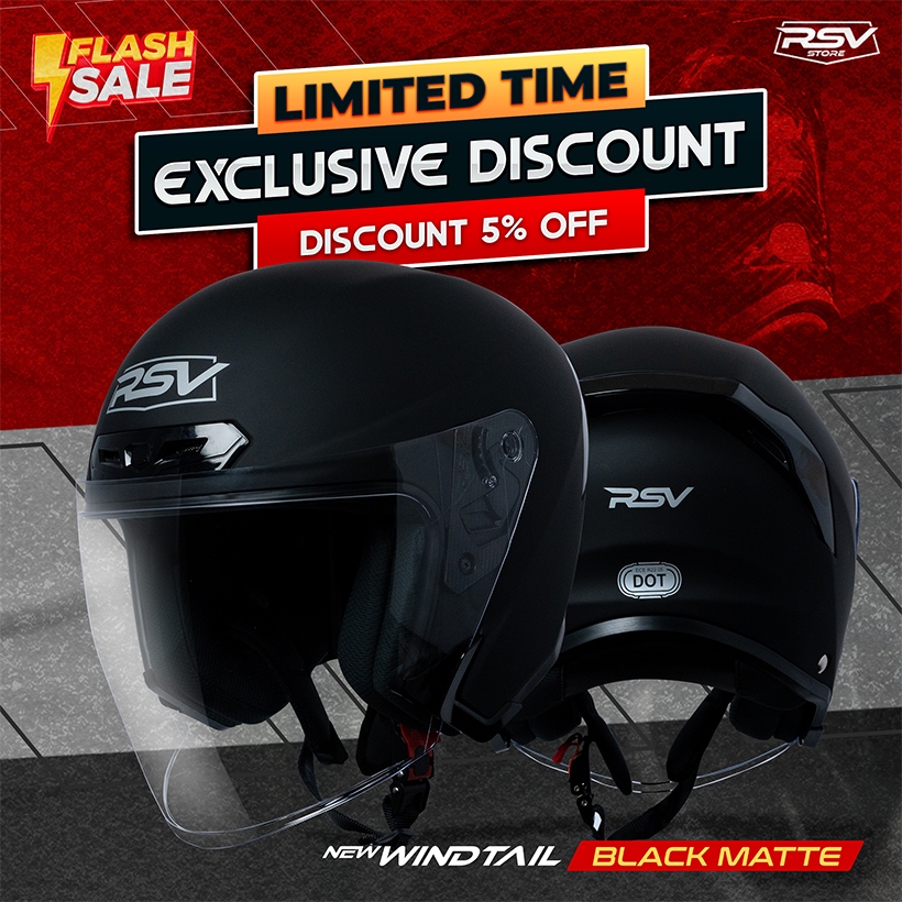 Jual Helm RSV New Windtail Solid Black Matte | Shopee Indonesia