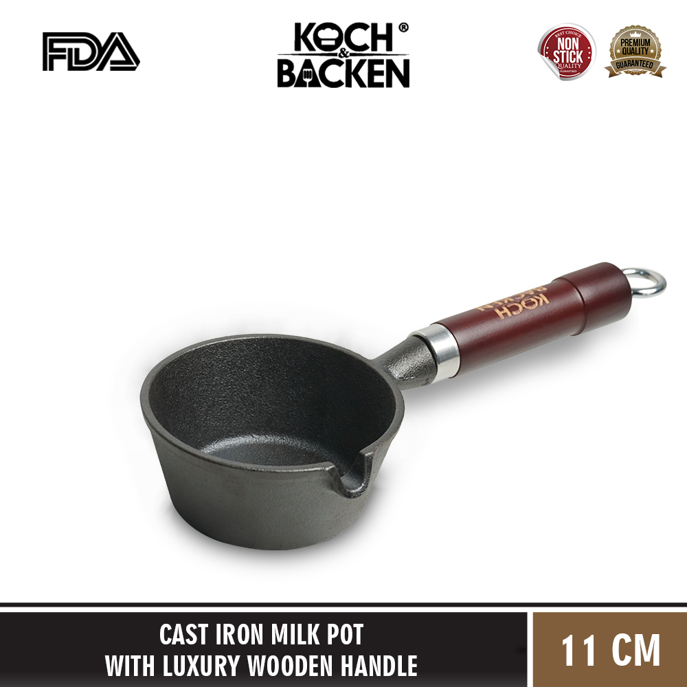 Jual KOCH&BACKEN Cast Iron Milk Pot Panci Anti Lengket Gagang Kayu 11 ...