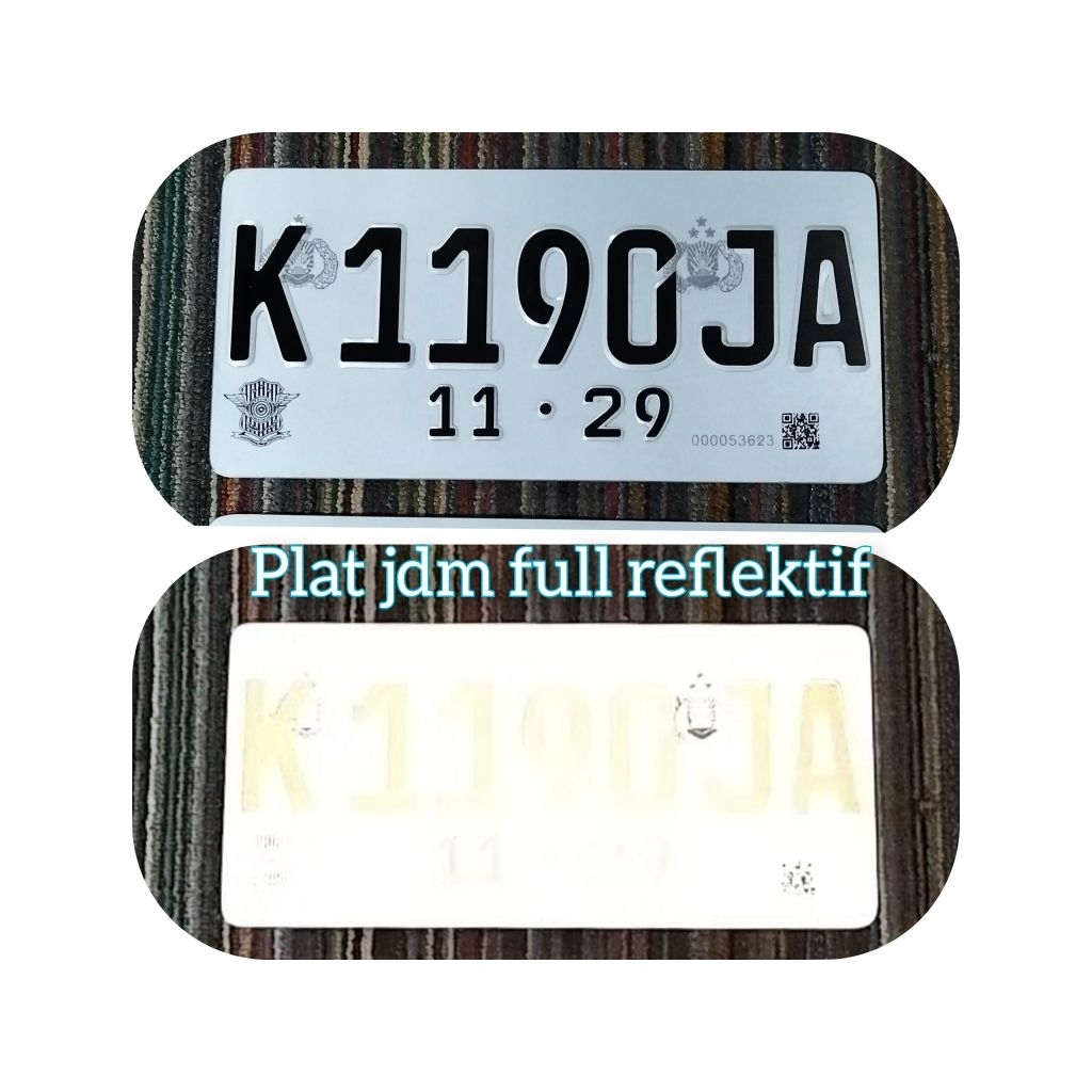 Jual PLAT MOBIL JDM FULL REFLEKTIF PUTIH BARCODE FONT TERBARU SEPASANG ...