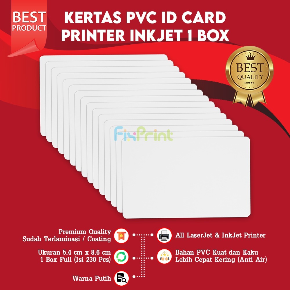 Jual Kertas PVC Bahan ID Card Printer Inkjet 1 Box Kertas PVC Instant 5 ...