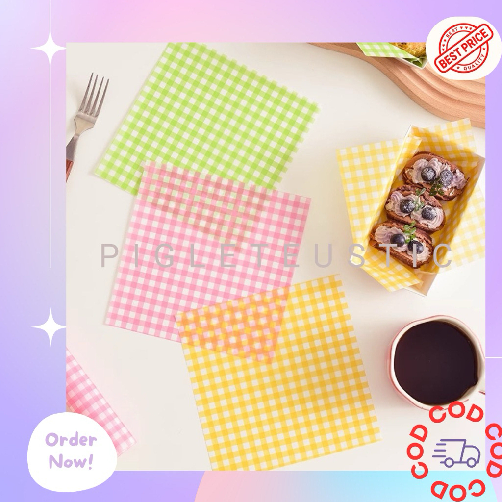 Jual PIGLETEUSTIC Kertas Alas bento box Motif Kotak Warna-warni | Food ...