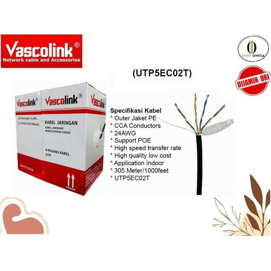 Jual Vascolink Cat5 Outdoor Hitam / FTP Black UTP5EC02T SJ | Shopee ...