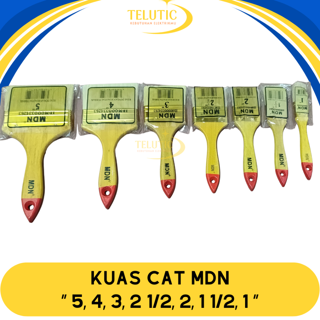 Jual KUAS CAT TEMBOK GAGANG KAYU MDN "3,2 1/2,2,1 1/2,1" | Shopee Indonesia