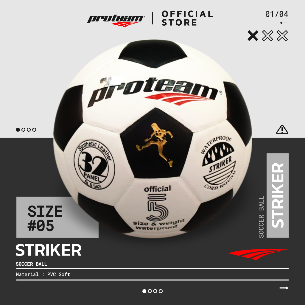 Jual Bola Sepak Proteam Olahraga Soccer Ball Type Striker Black-White ...