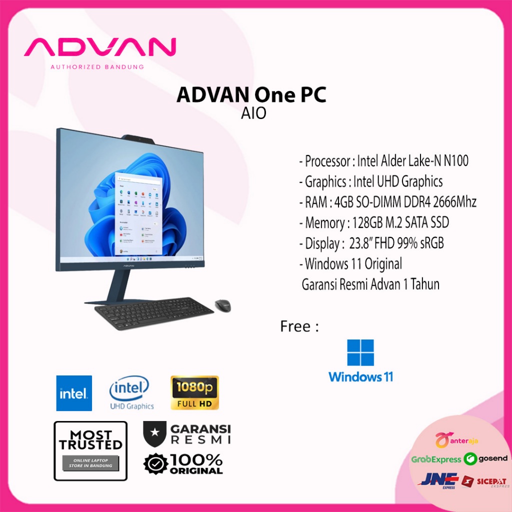 Jual Advan All In One PC AIO One PC Intel N100 4GB/128GB Windows 11 Original | Shopee Indonesia