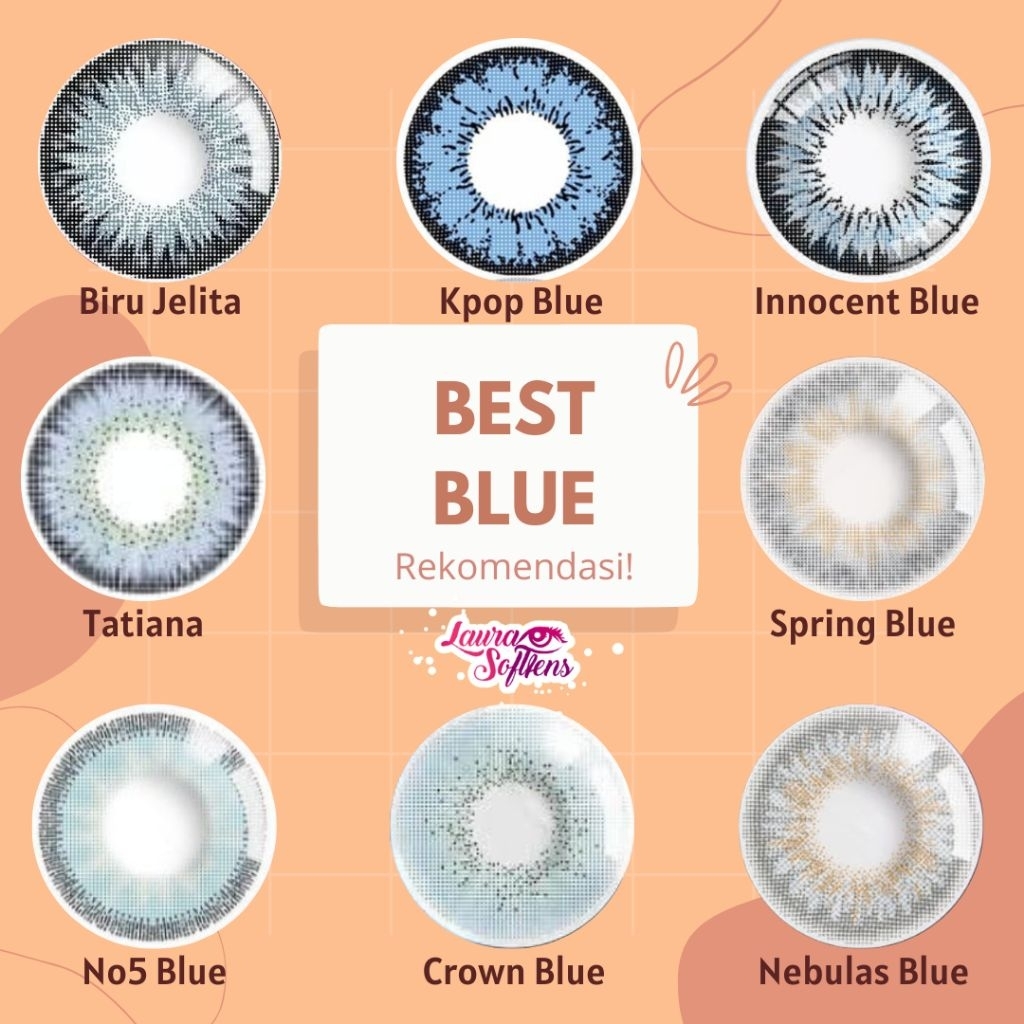 Jual Softlens Blue Biru Normal Minus Rekomendasi Laura Softlens ...