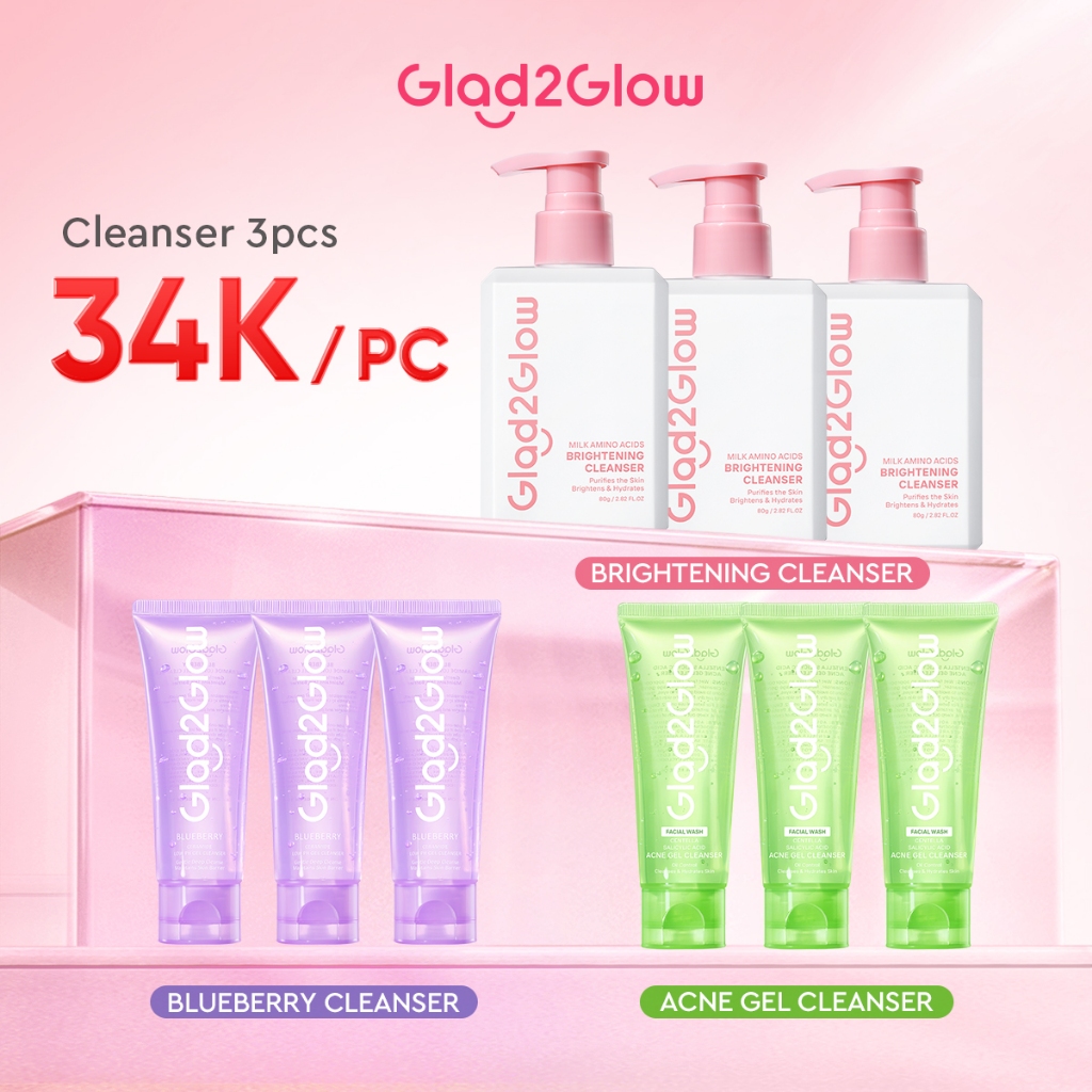 Jual [ Toko Resmi ]Glad2Glow Face Wash All Series 3PCS - Blueberry ...