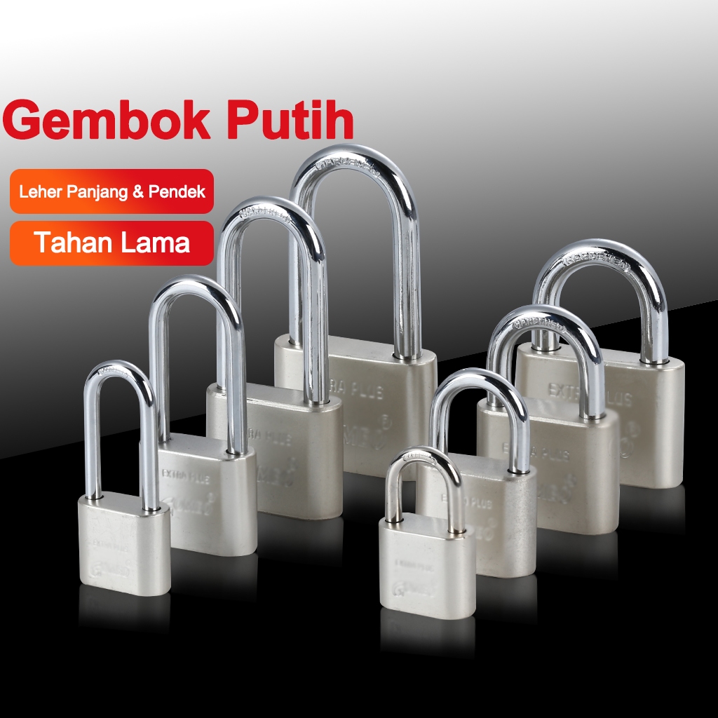 Jual Gembok Putih Leher Panjang Pendek Pagar Rumah Gudang Pintu 30 40 50 60mm Kokoh | Shopee ...