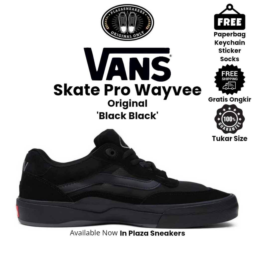 Jual Sepatu Vans Skate Pro Wayvee All Black Pria Wanita Sneakers ...