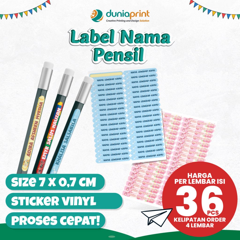 Jual Stiker Label Nama | Stiker Nama Waterproof | Stiker Label Pensil ...