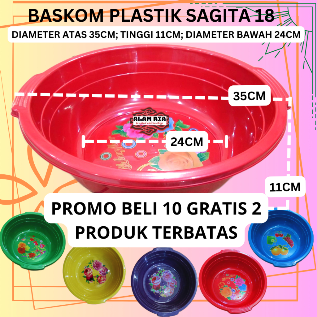 Jual BASKOM CANTIK/ BASKOM PLASTIK SAGITA 35CM / PROMO BELI 10PCS ...