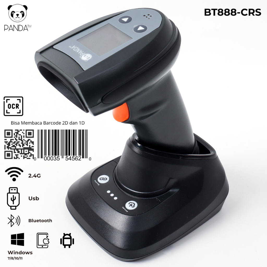 Jual Cordless 2D Wireles Bluetooth 2.4G Panda Barcode Scanner With ...