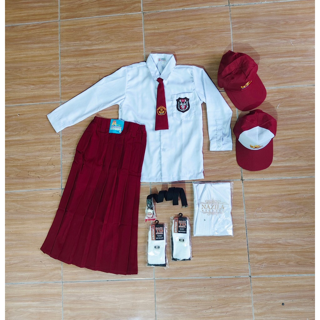 Jual Seragam Sekolah SD Merah Putih Panjang Anak Perempuan Usia 6-12 ...