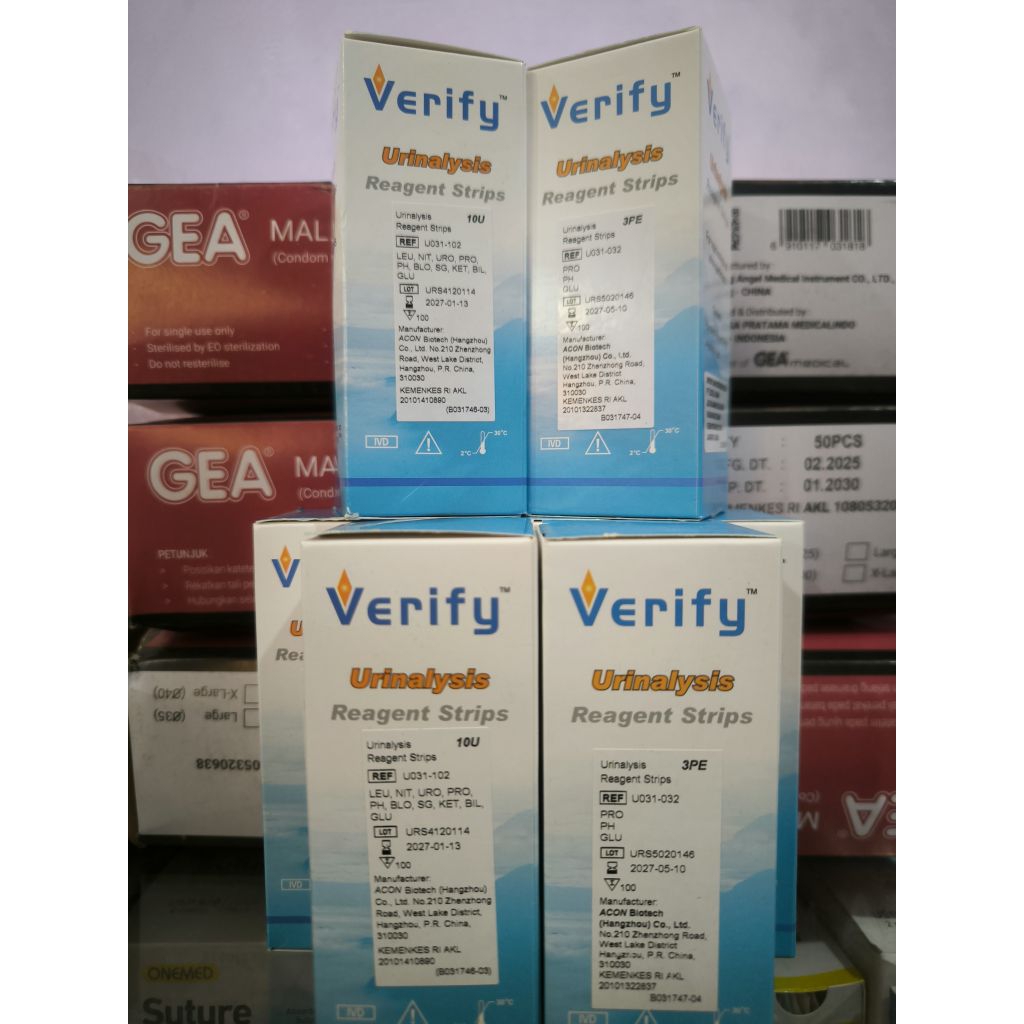Jual Verify Test Urine Strip 3p dan 10p / Verify Urinalysis Reagen ...