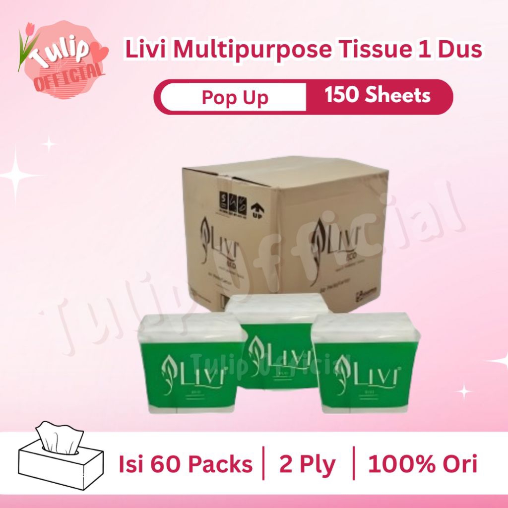 Jual GROSIR MURAH 1 DUS Tissue POP UP LiVI isi 60 Pack Tisu Meja ...