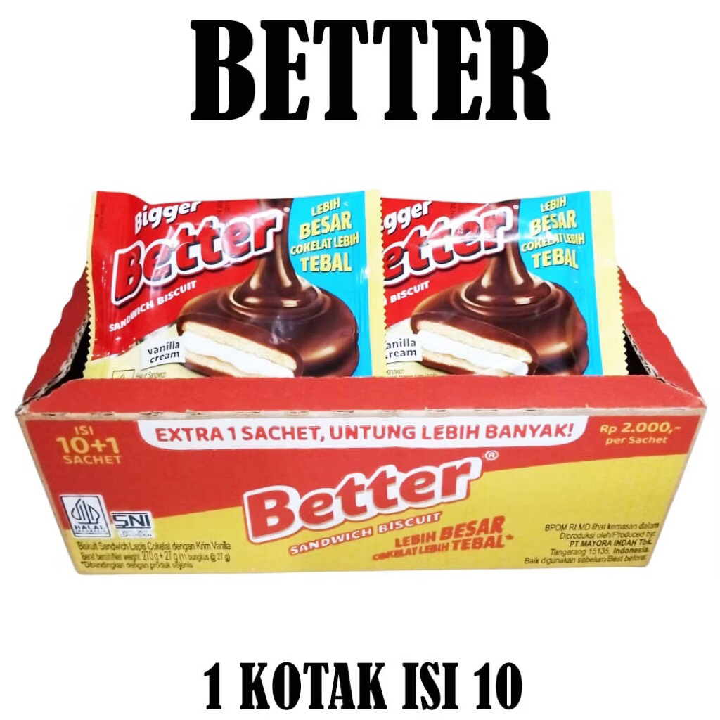 Jual Better Sandwich Biscuit Vanilla Cream isi 10 | Shopee Indonesia