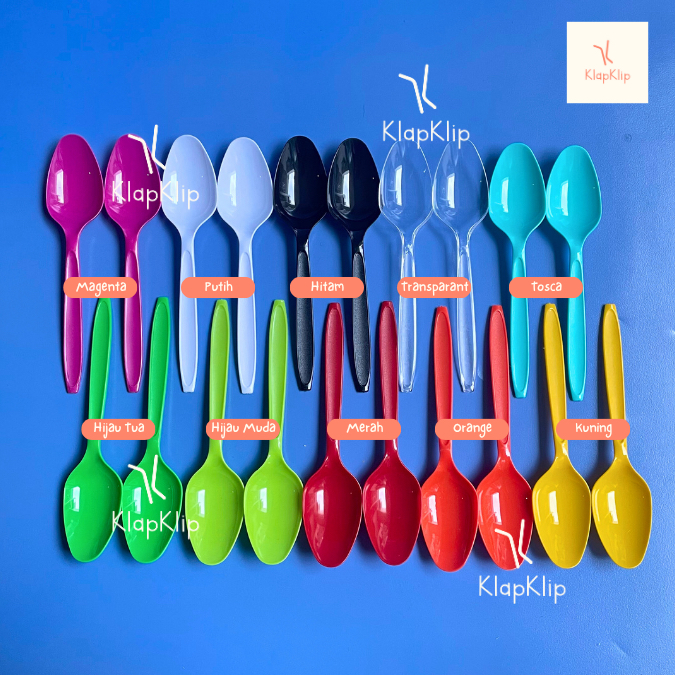 Jual 1pack = 100pcs Sendok Makan Warna SOLID - Sendok Jus - Sendok ...