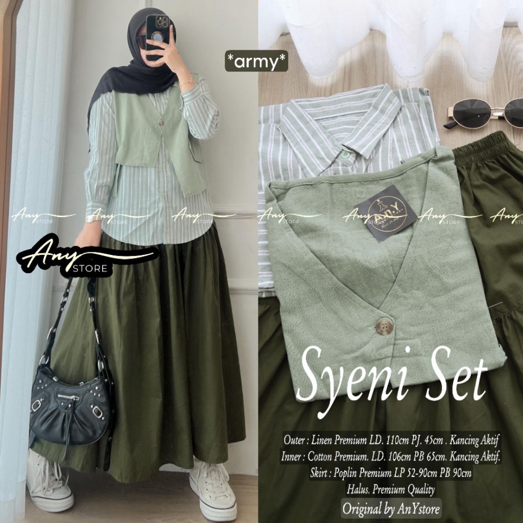 Jual Syeni Set 3in1 setelan atasan outer linen premium inner cotton ...