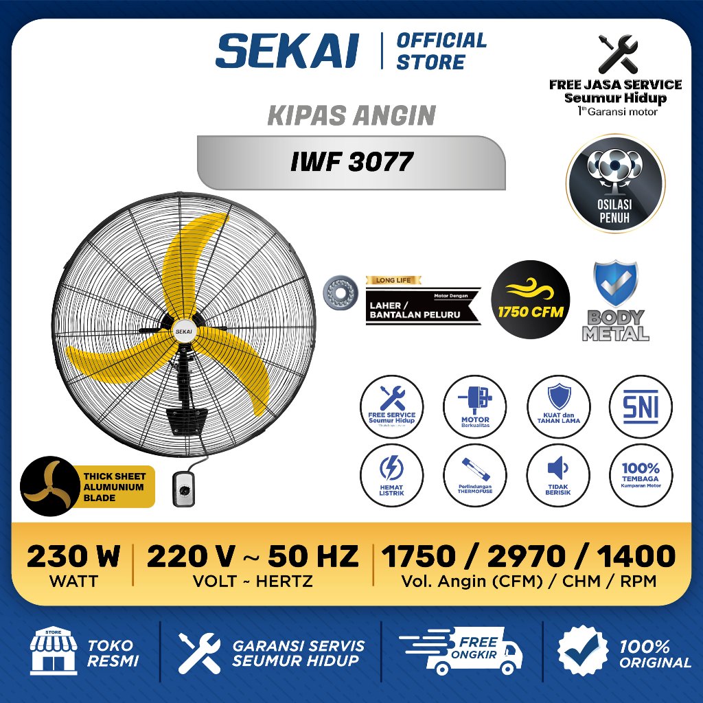 Jual SEKAI Kipas Angin Dinding Tornado / Kipas Angin Industri Aluminium ...