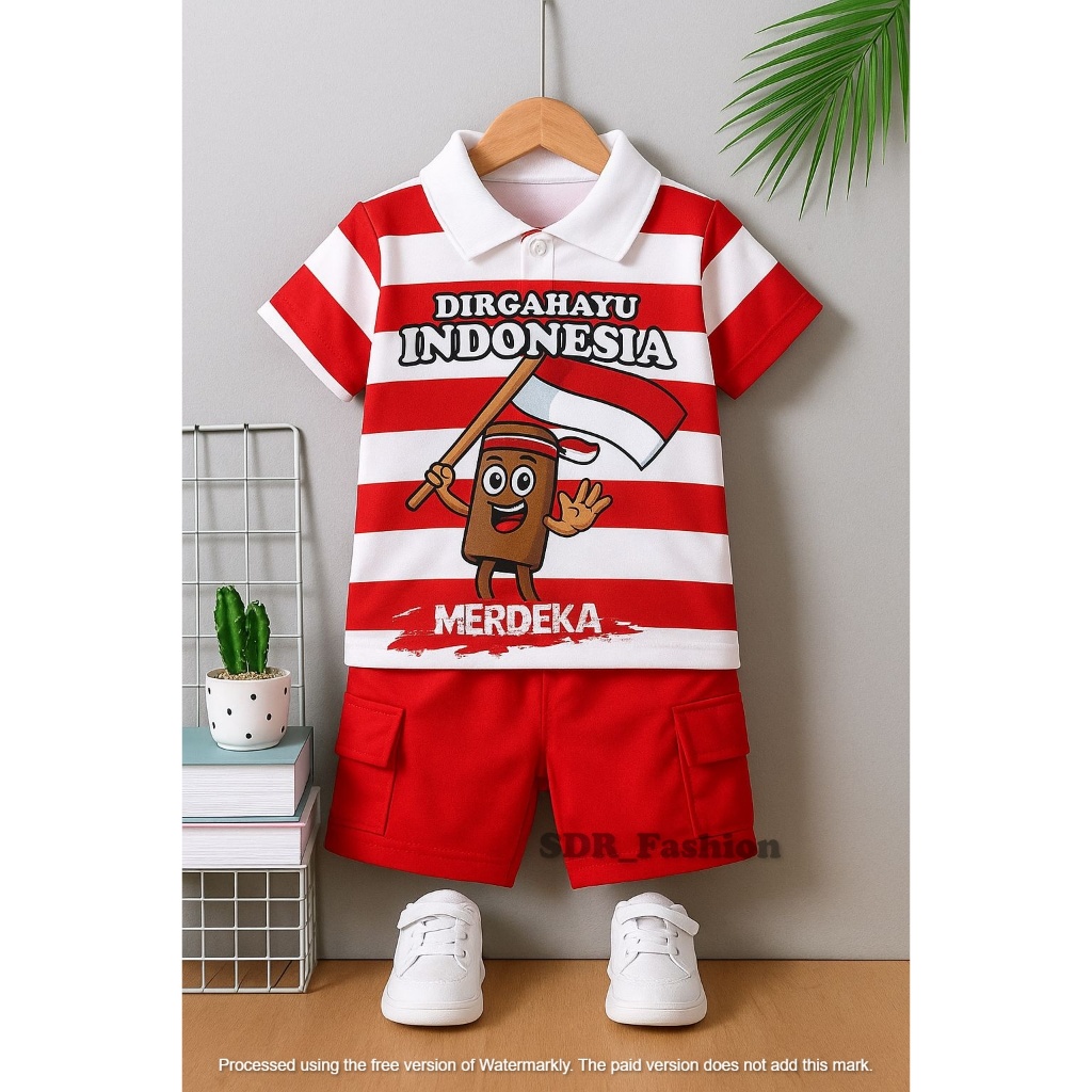 Jual Setelan merah putih anak motif tung sahur bisa di pakai anak cowok dan cewek usia 1 sampai ...
