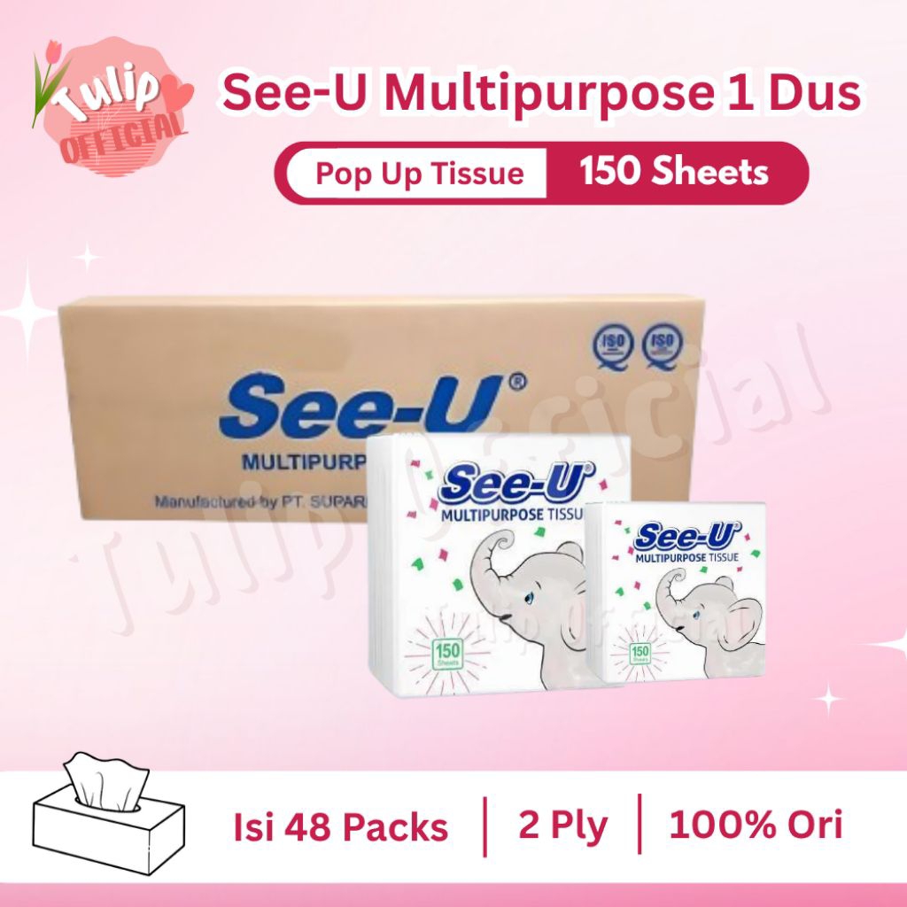 Jual 1 Dus Tisu Tissue See-U Pop Up Gajah 48 Pack 150 Sheets | Shopee ...